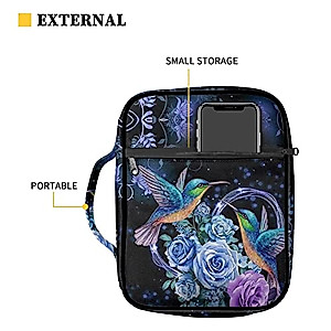 AFPANQZ Hummingbird with Rose Bible Cover with Handle Zip Pockets Women's Bible Protect Case Bible Book Covers Bible Holder Carrying Case Bible Accessories Tote Bag