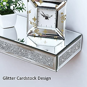 SHYFOY Mirrored Floating Shelves Wall Mounted Set of 2, Glitter Mirror Storage Wall Shelves for Bedroom, Living Room, Bathroom, Kitchen, Office and More, 15"x5.9"x2.2", Silver