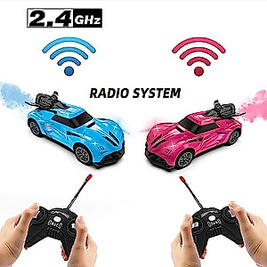 OLMURI Kids Remote Control Car, 1:24 RC Car Toys with Spray, 2.4Ghz LED Light Pink RC Drift Racing Car, Toys Car Gifts for Kis 6-12 and Girls