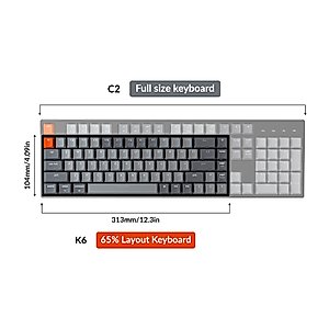 Keychron K6 65% Compact 68 Keys Wireless Mechanical Keyboard for Mac, Hot-swappable White Backlight, Bluetooth, Multitasking, Type-C Wired Gaming Keyboard for Windows with Gateron Brown Switch