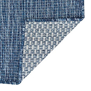 Unique Loom Collection Casual Transitional Solid Heathered Indoor/Outdoor Flatweave Area Rug, Rectangular 9' 0" x 12' 0", Blue/Navy Blue