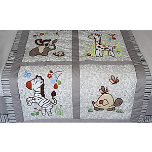 BabyFad Jungle Grey with Elephant, Giraffe, Zebra and Turtle with Musical Mobile Nursery for Boys and Girls, 9 Piece Baby Crib Bedding Set 100% Cotton