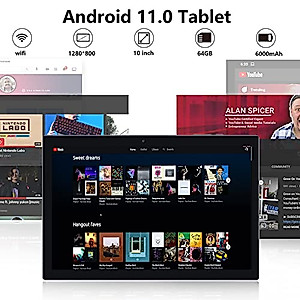 BYANDBY 10 inch Tablets，Android 11.0 Tablets, 64GB ROM (512GB Expandable Storage) Quad Core Processor, IPS Touch Screen, 8MP Camera, WiFi, 6000mah Battery, (Black)