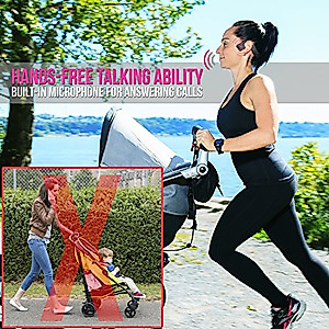 Open Ear Bone Conduction Headphones - Stereo Headset w/ Revolutionary Bone Induction Technology for Smart Running, Cycling, and Sports - Wireless Bluetooth Audio, Call Mic - Pyle PSWBT550 (Black)