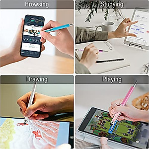 Stylus Pens for Touch Screens (12 Pack), Linfanc 2 in 1 Sensitivity Capacitive Stylus Ballpoint Pen for iPad/iPhone/Tablets/Galaxy, Medium Point Black Ink, Extra 12 Pcs Rubber Tips