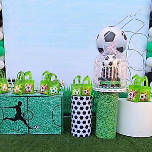 BANBALLON 20 PCS Soccer Party Favor Bags Soccer Non-Woven Gift Bags Treat Gift Bags for Kids Birthday Party Sports Theme Party Baby Shower World Cup Goodie Bags Supplies (Soccer)