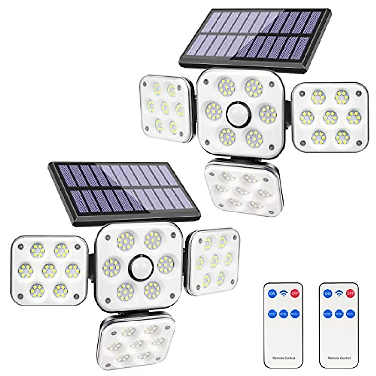 ‎Flora Element Solar Lights Outdoor with Motion Sensor, 180 LED 3000LM Security Lights with Remote Control 4 Adjustable Heads IP65 Waterproof Flood Lights for Garage Garden Yard Pathway 2 Pack