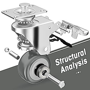 Casters, 2 inch Caster Wheels, Casters Set of 4 Heavy Duty - CLOATFET Locking Casters, Swivel Casters with Brake (Top Plate), Non Marking Grey TPR Rubber Castor Wheels for Cart Furniture Workbench