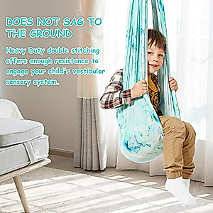 KABOER Indoor Outdoor Cuddle Sensory Swing,Therapy Hammock Swings with 360° Swivel Hanger Hanging Calming Compression Therapy Swing for Child&Adults to Play&Calm, Max Weight 200lbs,Marbling