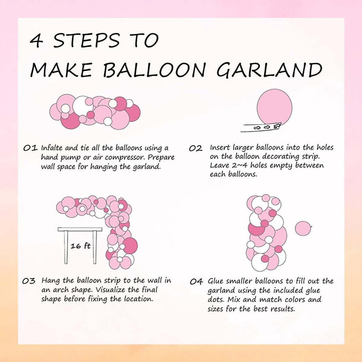 Pink Balloons Garland Arch Kit, 136PCS Pink Peach Balloon Birthday Party Decorations for Baby Shower Princess Theme Wedding Party Supplies