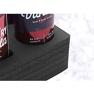 Polar Whale 2 Lotion and Body Spray Stand Organizers Tray Washable Waterproof Insert for Home Bathroom Bedroom Office 6 x 6 x 2 Inches 6 Slots Black 2pc Pair Set