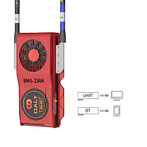 DALY Smart BMS LiFePo4 24V 250A 8S with UART Communictaion Bluetooth BMS for Rated 3.2V Lithium Battery Power Bank Protection,Off Grid Application, Solar System(Smart BMS,250A Fan)