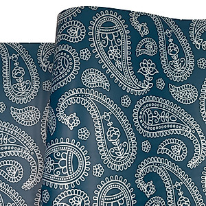 Yifely Self-Adhesive Shelf Liner Removable Drawer Paper for Covering Rent House Shelving Drawers, Vintage Paisley, 17.7 Inch by 9.8 Feet