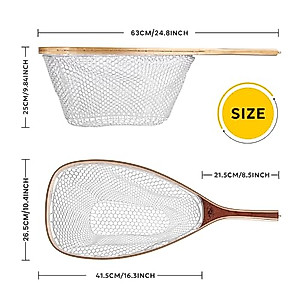 SF Fly Fishing Landing Soft Rubber Mesh Trout Catch and Release Net with Black Magnetic Net Release Combo Kit (Clear A Combo Small Holes)