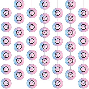Cindeer 8 Pcs Rock and Roll Garlands Music Party Hanging Banner Vinyl Record Paper Cutouts Music Party Pink Decorations for Era Music Singer Party Fan Meetups Birthday Wedding Bachelor Bar Decorations