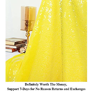 Sequin Fabric Glitter Fabric 3mm 1 Yard Sequin Fabric by The Yard Sparkly Fabric Little Mermaid Fabric Outdoor Glitter Fabric Sequence Material for Dress Clothing Wedding Home Dec (1 Yard, Yellow)