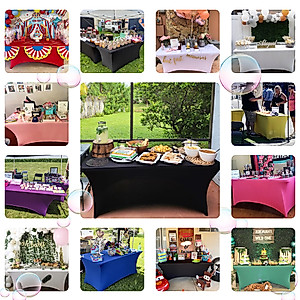 ABCCANOPY Spandex Table Cover 6 ft. Fitted 30+ Colors Polyester Tablecloth Stretch Spandex Table Cover-Table Toppers (6 FT, Black)