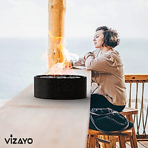 Vizayo Tabletop Fire Pit for Patio - 14.2 x 10.2 inch Indoor Outdoor Table Top Firepit Bowl - Use Gel Fuel Cans, Bioethanol or Isopropyl Alcohol - Tabletop Fireplace for Balcony, Patio Decor - Black