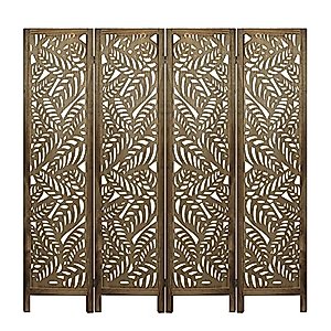 ECOMEX Room Dividers, 5.6 FT Tall Carved Room Dividers and Folding Privacy Screens, 4 Panel Wood Privacy Screen,Divide Space, Asian Style, Decorative Room(Brown)