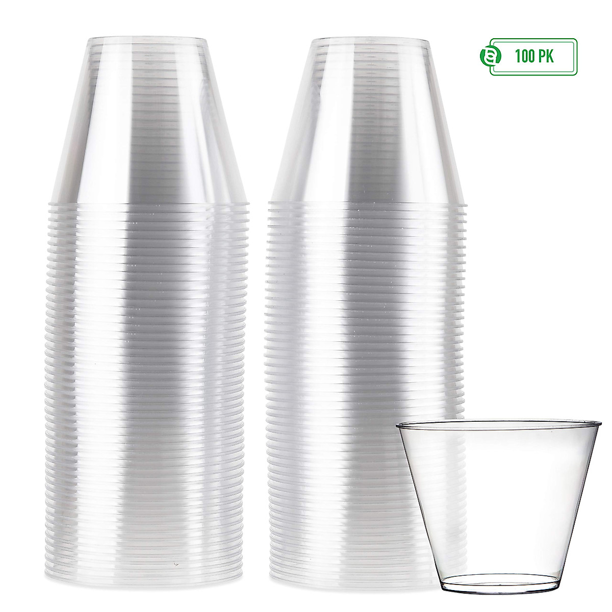Clear Old Fashioned Cups - 9 oz (100 Count) - Premium Plastic, Elegant & Durable - Perfect for Parties, Events, and Everyday Use