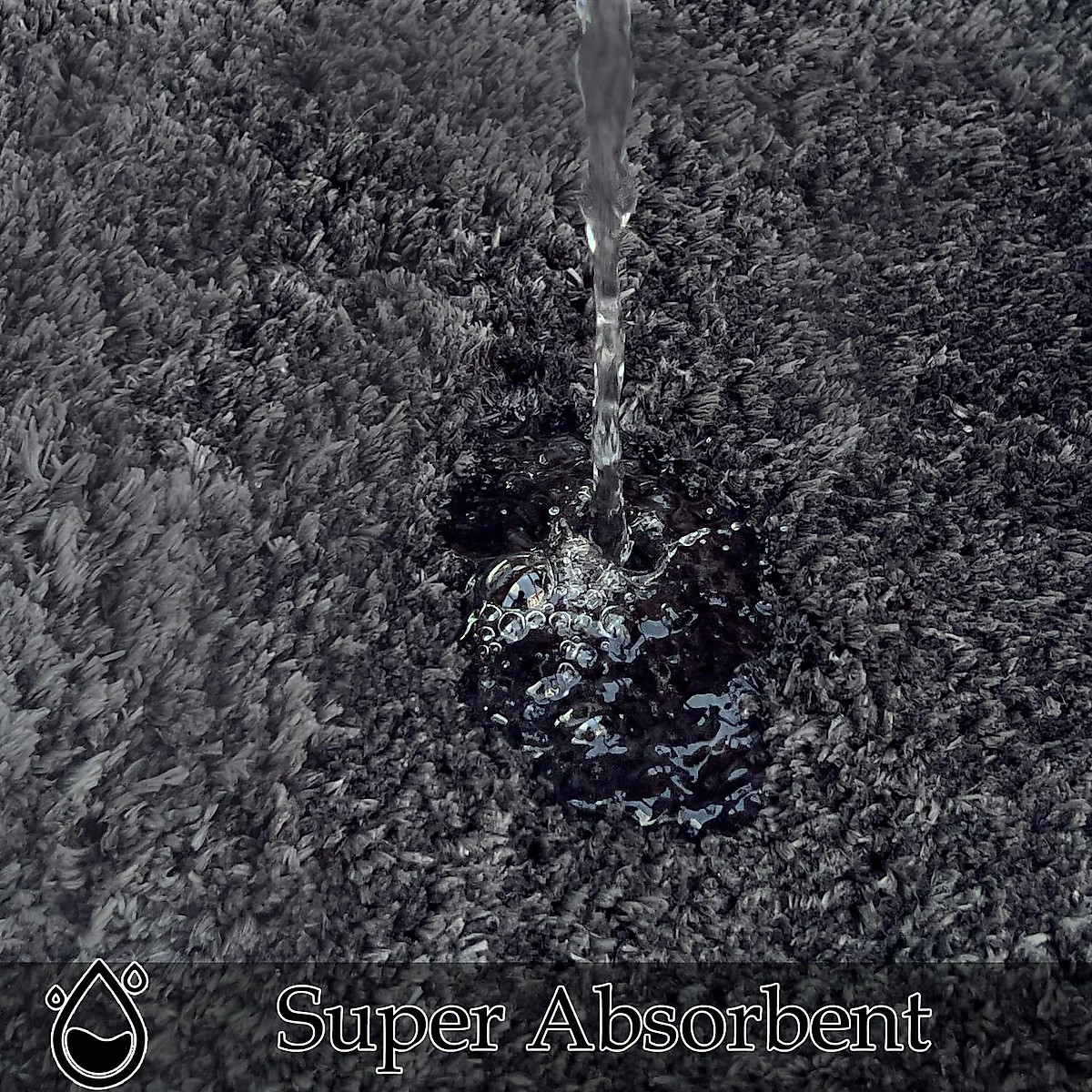 3 Piece Bathroom Rugs-Extra Soft and Absorbent Microfiber Bath Rugs, Non-Slip Plush Shaggy Luxury Mat with Rubber Backing, Machine Wash Dry, Bath Mats for Bathroom Floor, Tub and Shower, Deep Grey