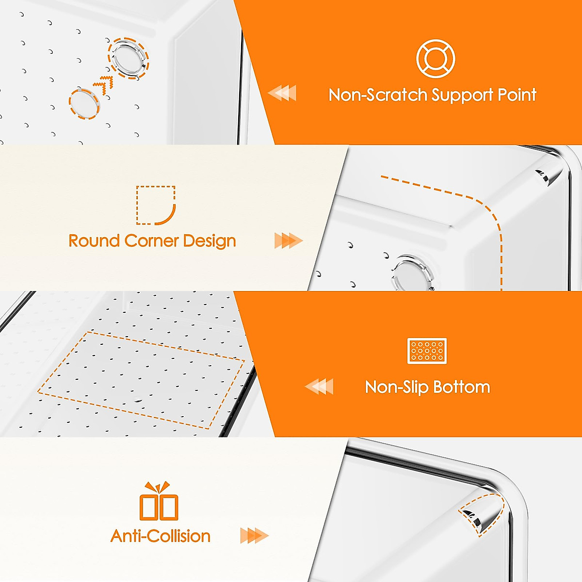 Criusia Drawer Organizer, 10 Pack Large Clear Plastic Drawer Organizers Set, 3 Size Versatile Bathroom and Vanity Drawer Organizer Trays, Storage Bins for Makeup, Bedroom, Kitchen Gadgets Utensils