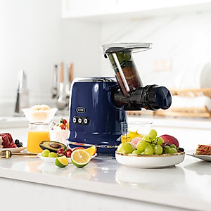 Generic Juicer Machines, Cold Press Juicer with 3 INCH Feed Chute, High Juice Yield, Whole Fruit Juicing Masticating Juicer for Nutrient Fruit and Vegetables, Pure Juice, Blue, ZM1513