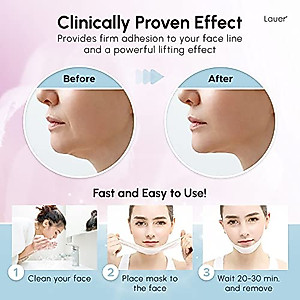 V Shaped Slimming Face Mask Double Chin Reducer V Line Lifting Belt Neck Lift Tape Face Patch For Firming and Tightening Skin Chin Up Slimming Strap Collagen Mask with Hyaluronic Acid Aloe Vera (5pcs)