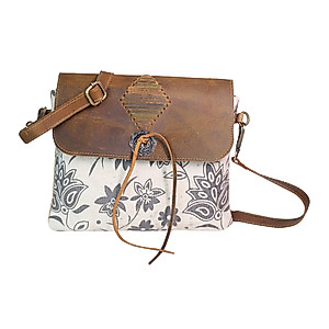 CHALLENGER Women's Floral Upcycled Fabric Distressed Leather Shoulder Bag 17RT2107-204