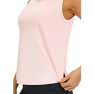 JOYSPELS Ice Silk Workout Tank Tops for Women Cool-Dry Sleeveless Loose Fit Yoga Shirts Athletic Pink
