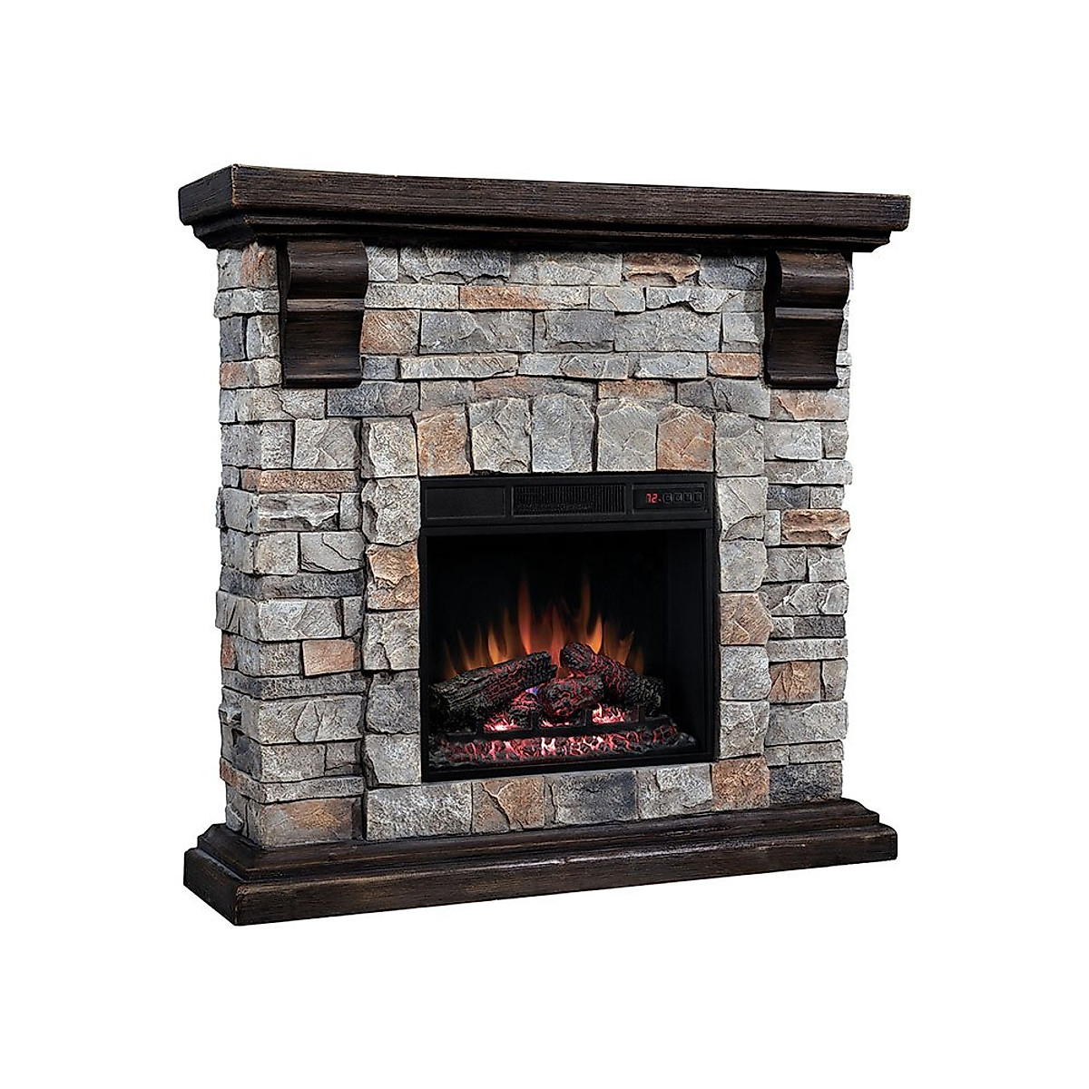 Classic Flame Pioneer Stone Electric Fireplace Mantel Package - Brushed Dark Pine, 18WM10400-I601