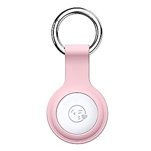 Fannoday Airtag Holder Pink Silicone Case for Airtags Item Finder, Durable Air Tag Keychain Shockproof Tracker Protection for Backpack Luggage Dogs Cats Tracking Accessories (1 Pack)