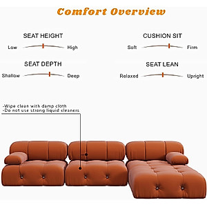 BOKIFOL Sectional Sofa, Modular Sectional Couch with Ottomans- L Shaped Couch for Living Room, 4 Seater Sofa Sets,104"(Orange)