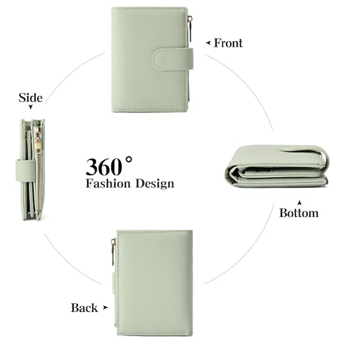 GAEKEAO Small Wallets for Women Leather RFID Blocking Bifold Zipper Pocket Wallet Card Case Purse with ID Window