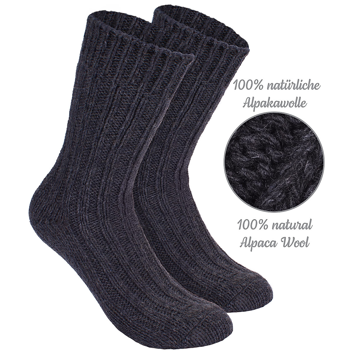 BRUBAKER 4 Pairs of Alpaca Kids Socks 100% Alpaca Wool - Children Baby Winter Socks - Wool Socks for Boys and Girls
