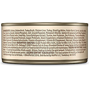 Wellness CORE Hearty Cuts Natural Grain Free Wet Canned Cat Food, Whitefish & Salmon, 5.5-Ounce Can (Pack of 24)