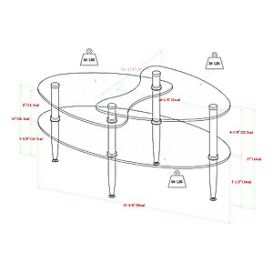 Walker Edison Modern Glass Coffee Table Living Room Accent Ottoman Storage Shelf, 37 Inch, Glass
