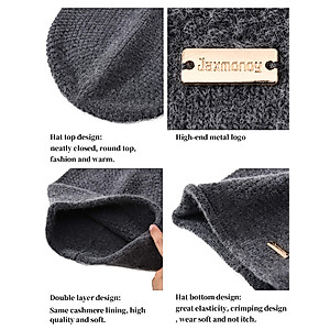 jaxmonoy Slouchy Beanies for Women Winter Soft Warm Cashmere Hat Skull Cap Ladies Knit Wool Beanie hat for Women - Dark Grey