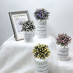 LoveniMen Artificial Mini Flowers, Gypsophila Plastic Plants Fake Flowers Wedding Bridal Bouquet Party Indoor Outdoor DIY Home Garden Verandah Corridor Table Arrangements Decoration Yellow - 20 pcs