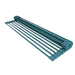 Domestic Corner - Roll-Up Over-The-Sink Dish Drying Rack - Versatile Kitchen Sink Accessories for Dishes, Pots, and Produce Drying - Essential Home and Apartment Accessories - Turquoise