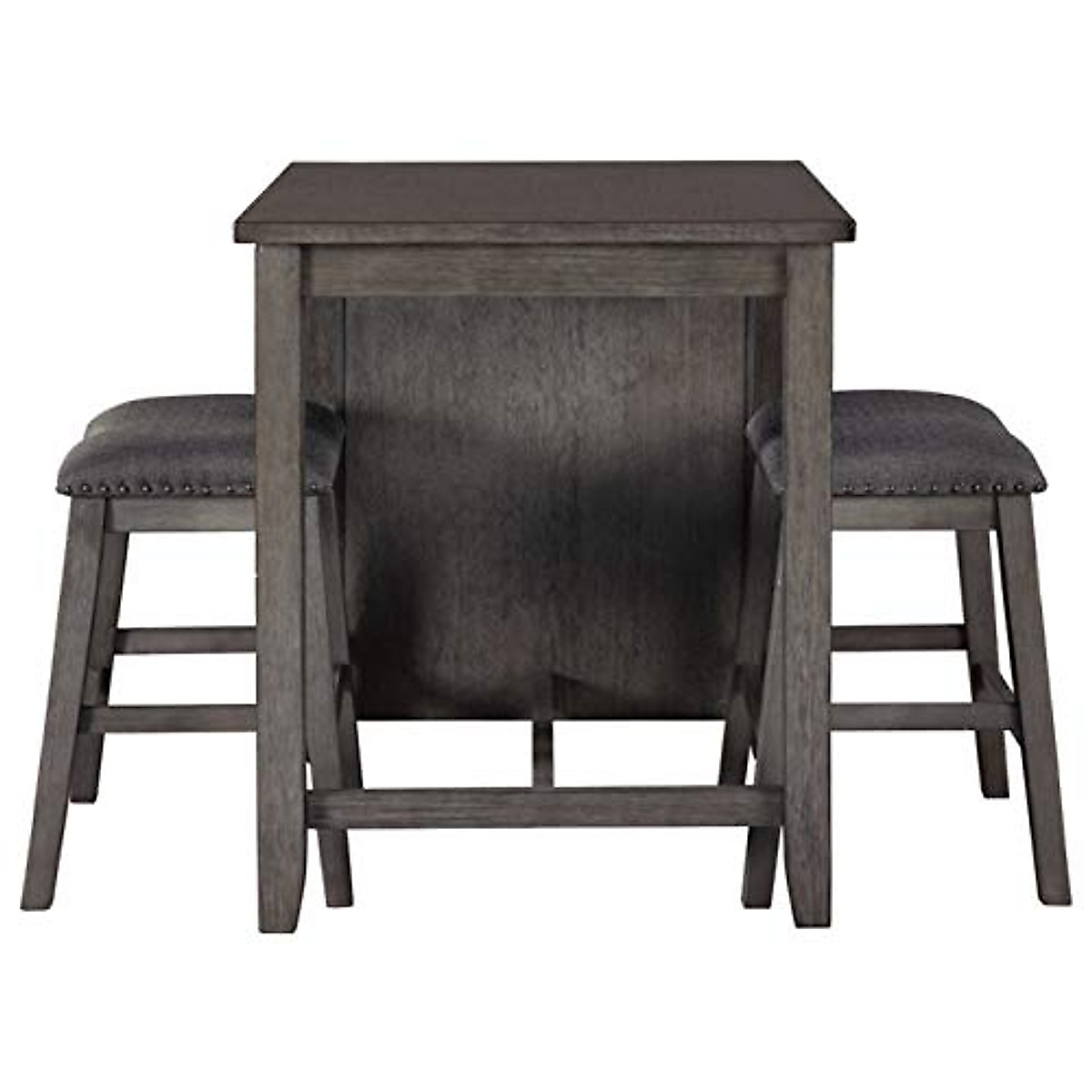 Signature Design by Ashley Caitbrook Counter Height Dining Room Table Set with 2 Upholstered Barstools, Gray