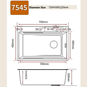 Drop In Kitchen Sink Stainless Waterfall Kitchen Sink Smart Kitchen Sink, Modern Single Basin Kitchen Sinks With Glass Washer For Sink, Workstation Sink With Pull Down Sprayhead Faucet ( Size : 75x45x