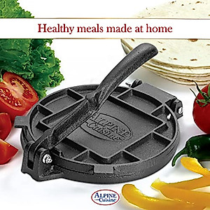 Alpine Cuisine Professional Cast Iron Tortilla Press, 7" Tortilla Maker, Comfortable Handles Allows Perfect Pressure, Heavy Duty Quesadilla Maker - Pataconera for Corn or Flour Tortilla
