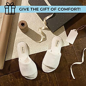 Dearfoams Women's Beatrice Velour Slide Slipper, Pewter, Medium