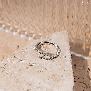 PAVOI 14K Gold Plated Cubic Zirconia Open Twist Eternity Band White Gold for Women Size 9