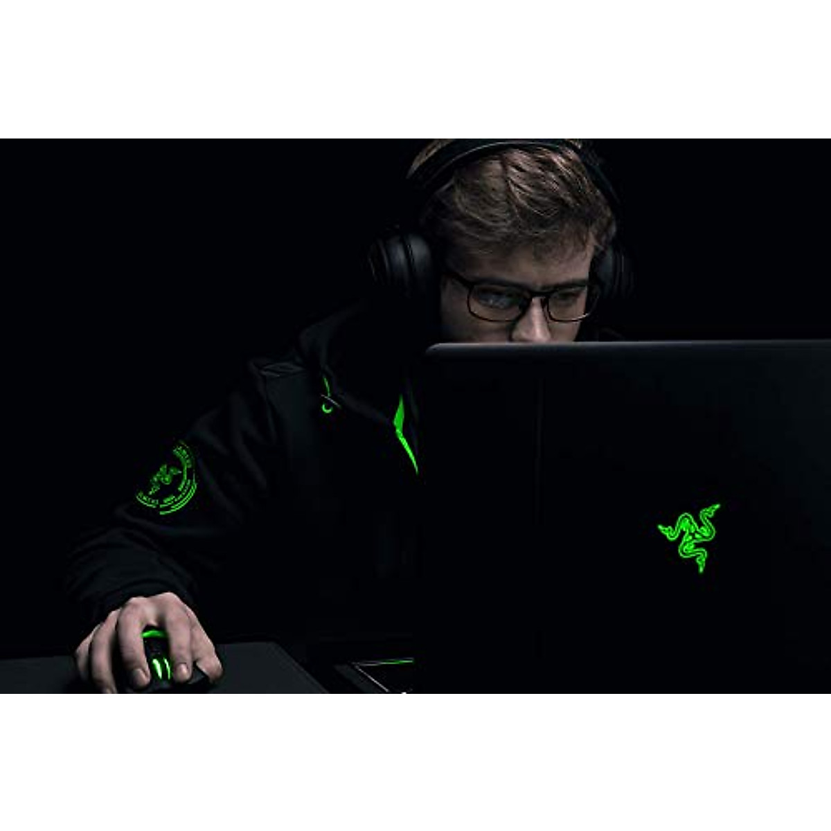 GUNNAR - Razer Edition Gaming Glasses - Blocks 65% Blue Light - FPS, Onyx, Amber Tint