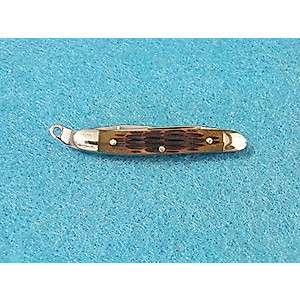 Folding Pocket Knife ROUGH RIDER RR183 Mini Muskrat Amber jigged bone Hunting Tactical Knife/bail 2 1/4" closed