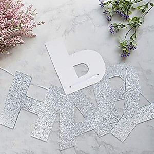 LINGTEER Happy Anniversary Silver Glitter Bunting Banner Perfect for Wedding Anniversary Party Decorations.[Pre-Strung]