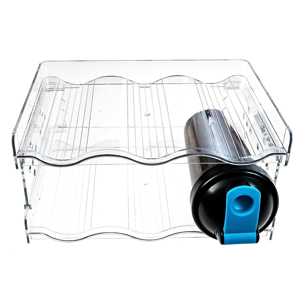 Nova Nest Water Bottle Organizer and Wine Rack, Maximize Space and Efficiency, Clear Plastic, Sturdy Design, Fits 32 oz Bottles, Ideal for Fridge, Cabinet, and Pantry, Stackable - 6 Bottles