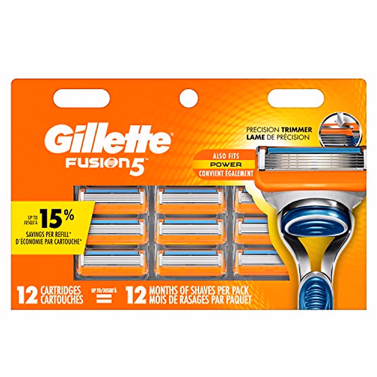Gillette Fusion5 Men's Razor Blades, 12 Blade Refills